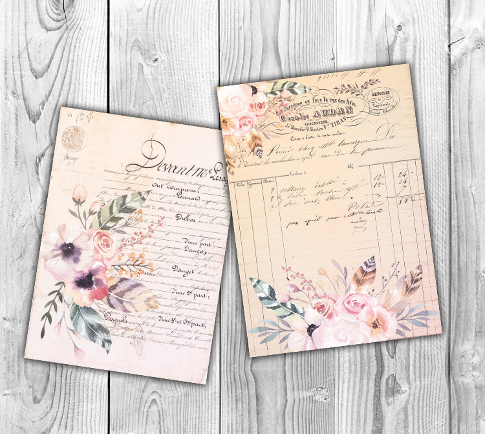 DIGITAL Boho Floral Ephemera Printables - Digital Collage Sheet ...