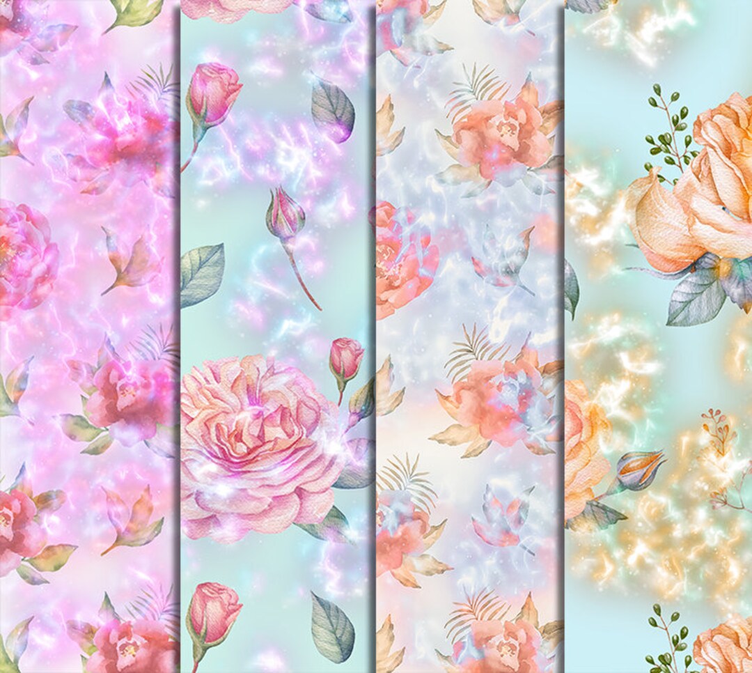 DIGITAL Magical Glowing Digital Papers - Digital Collage Sheet Download ...