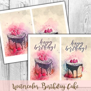 DIGITAL Watercolor Birthday Cakes - Digital Collage Sheet - Digital ...