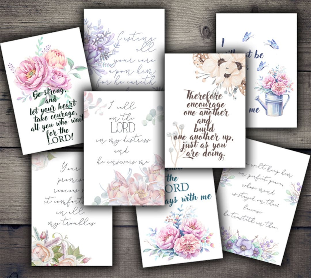 Floral Bible Verse Cards: Printable Scripture Collage Sheet (digital ...