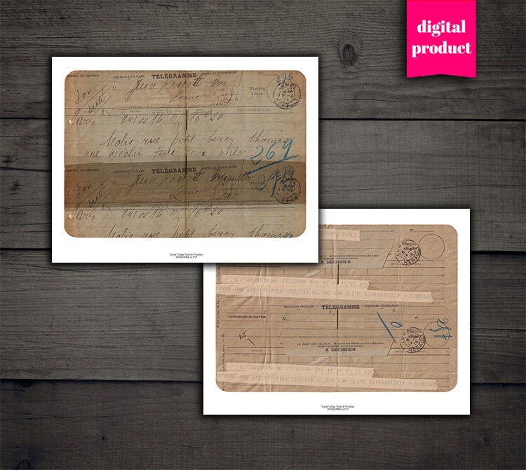 DIGITAL Grunge French Telegram Ephemera Printable Junk - Etsy