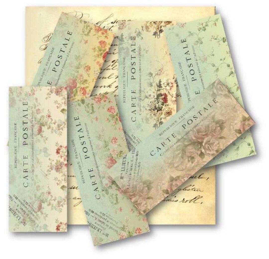 Carte Postale Bookmarks: Floral Collage Sheet (digital Download) - Etsy