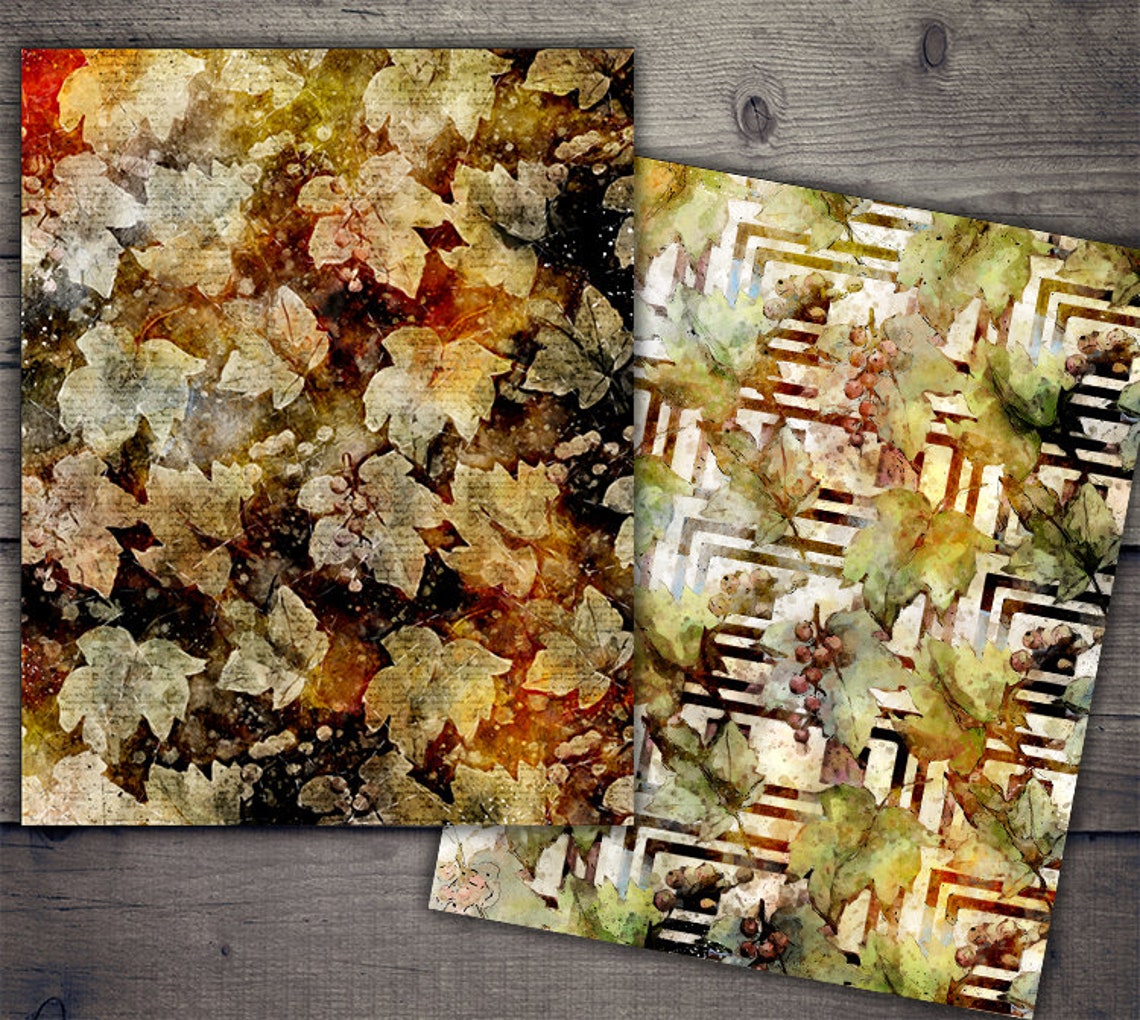 DIGITAL Vintage Fall Leaves Digital Paper Download VBM1600 - Etsy