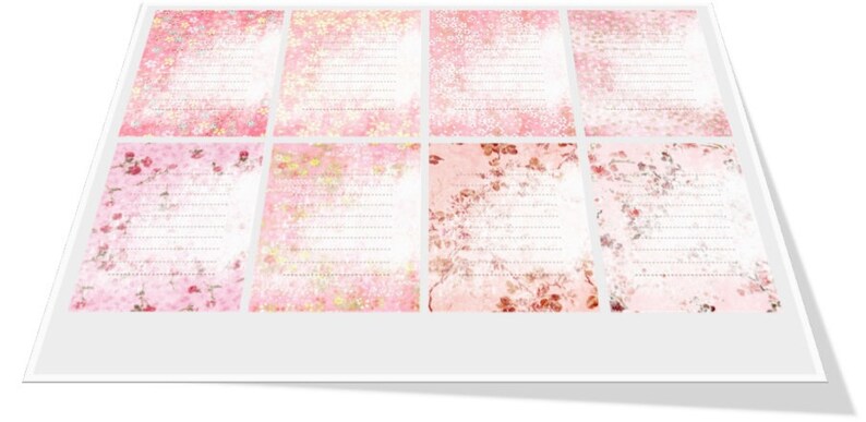 Pink Floral Journaling Tags: Digital Collage Sheet (digital Download ...