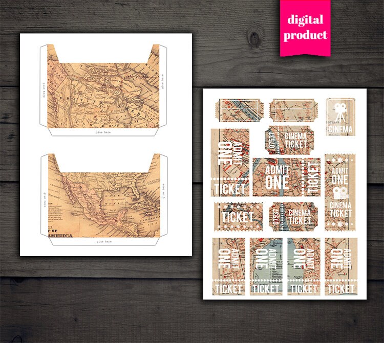 DIGITAL Vintage Maps Junk Journal Kit Printable Grunge World | Etsy