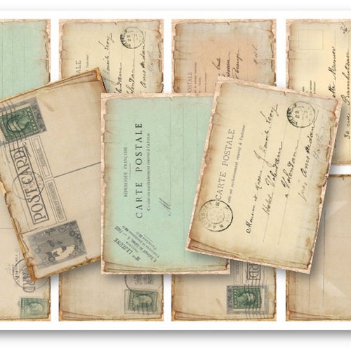 DIGITAL Vintage Postal Tags Digital Collage Sheet Download - Etsy