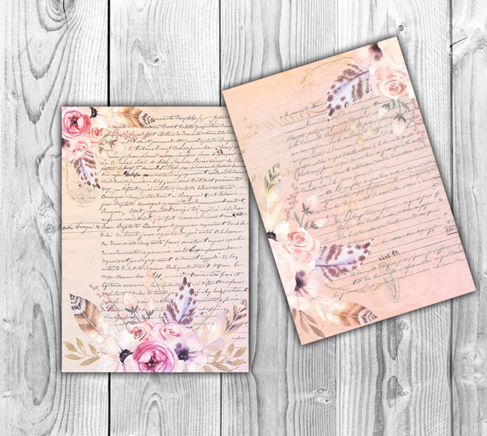 DIGITAL Boho Floral Ephemera Printables - Digital Collage Sheet ...