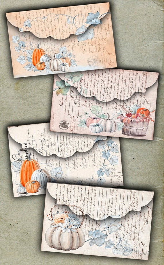 DIGITAL Fall Pumpkin Envelopes Digital Collage Sheet - Etsy