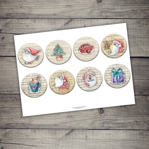 DIGITAL Vintage Christmas 2.5 Inch Circle Ornaments - Digital Collage ...