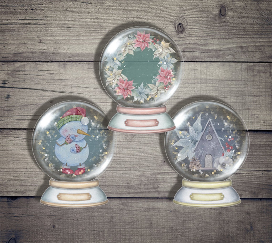 DIGITAL Christmas Snow Globes Digital Collage Sheet - Etsy