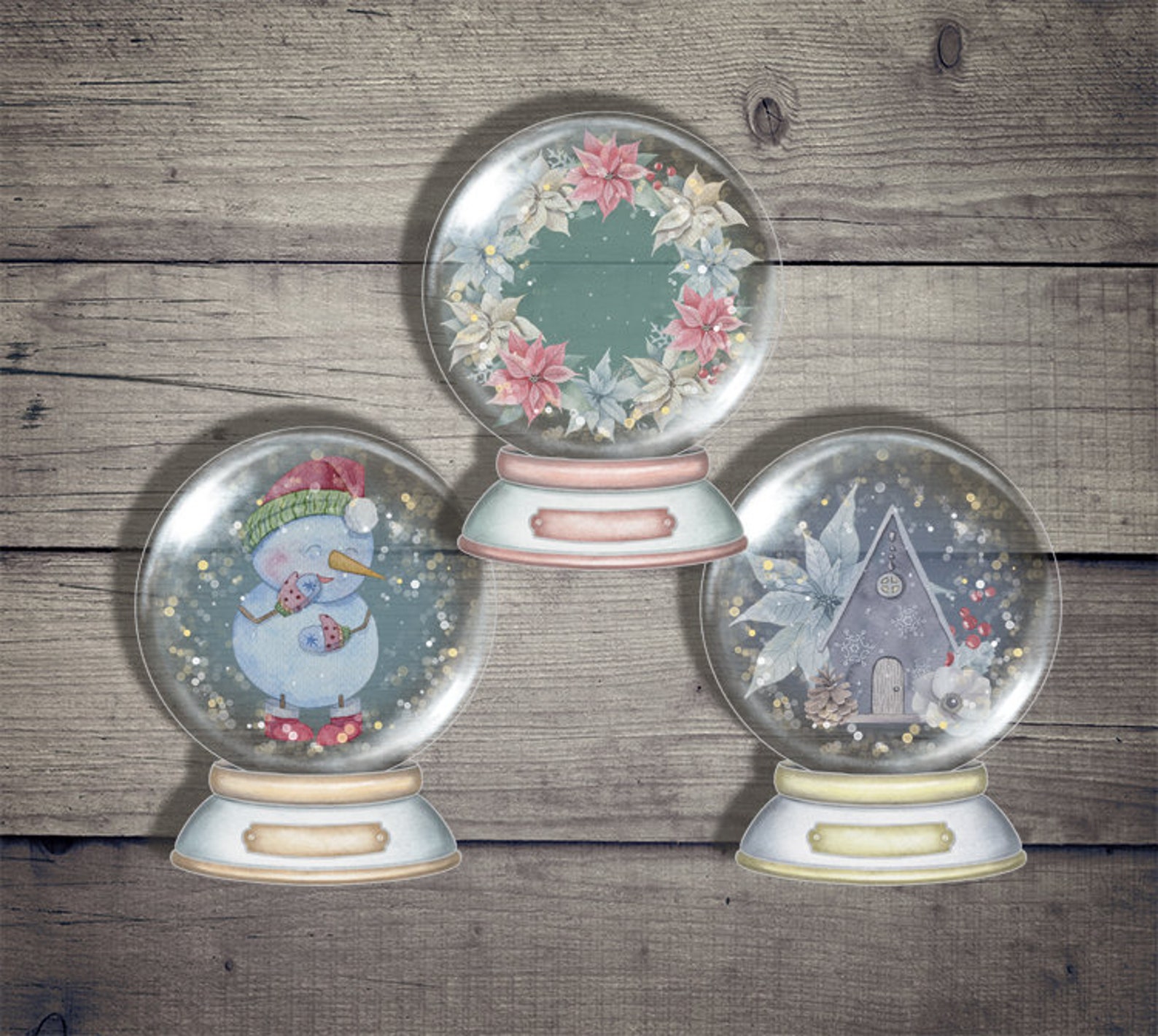 DIGITAL Christmas Snow Globes Digital Collage Sheet | Etsy