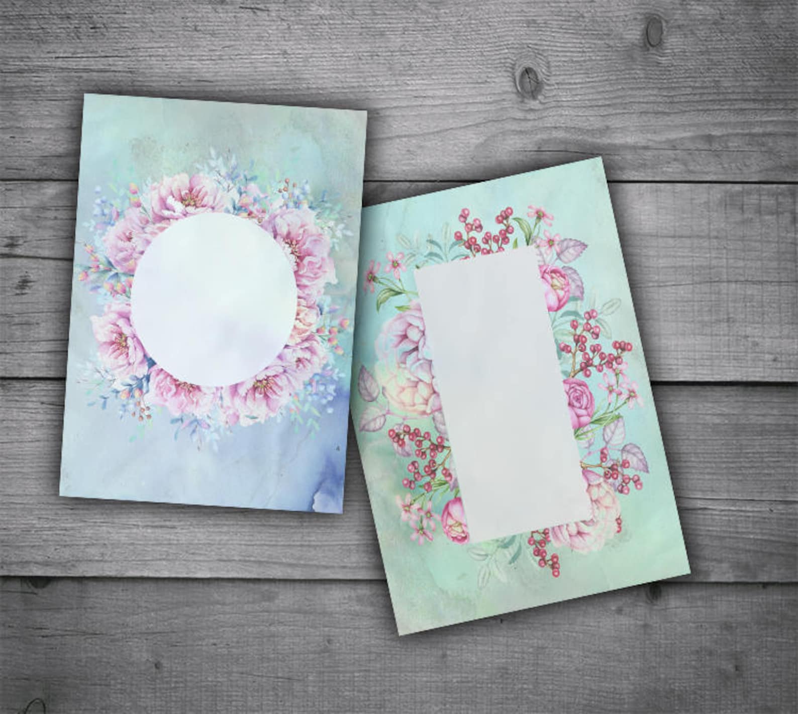 DIGITAL Watercolor Floral Frame Backgrounds Digital Paper - Etsy