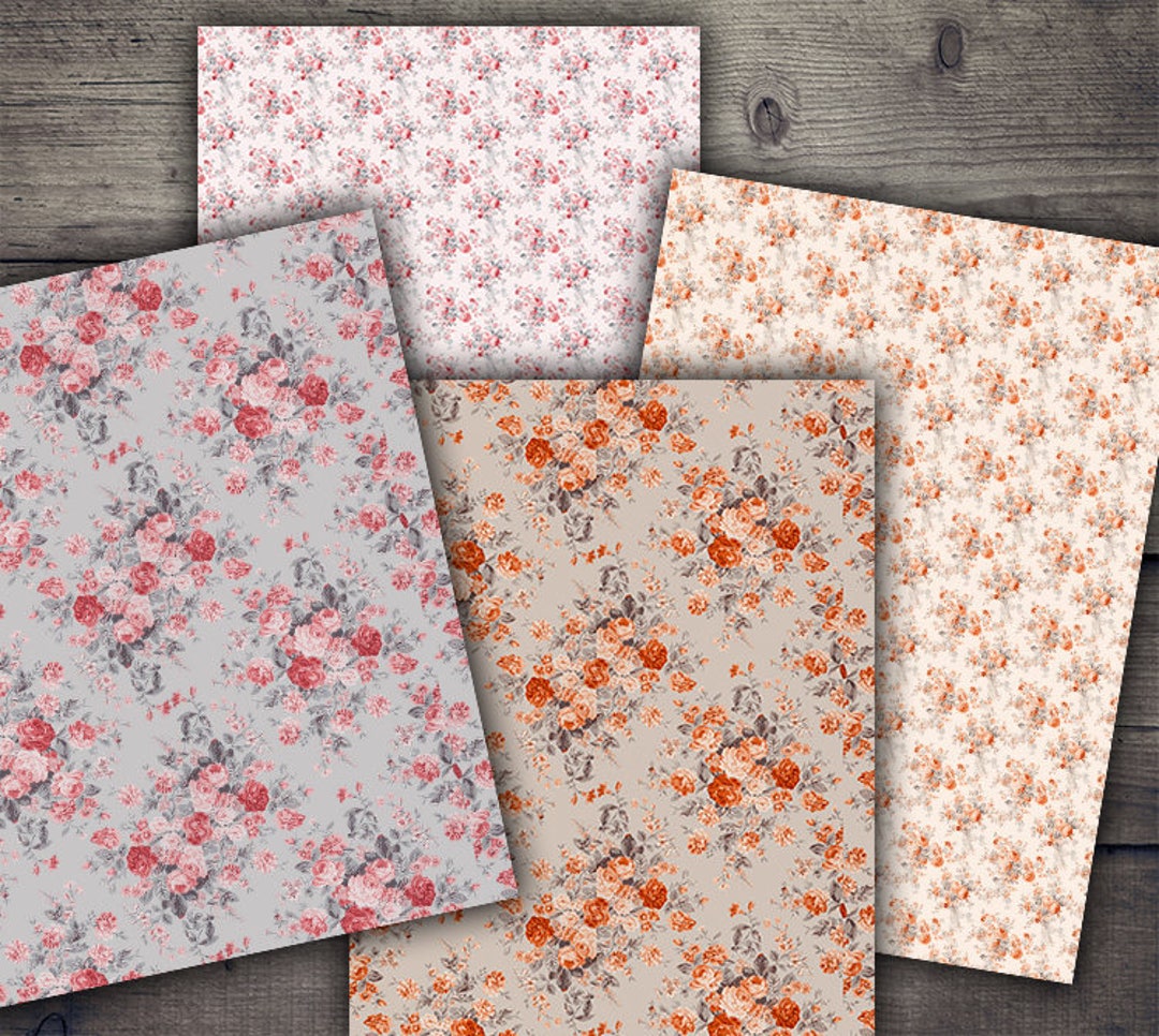 DIGITAL Vintage Floral Backgrounds - Digital Paper Printables - VBM28 ...