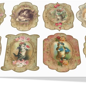 DIGITAL Cat Labels Digital Collage Sheet Download 807 Digital Paper ...