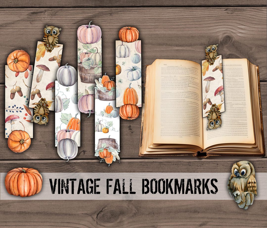 Printable Fall Bookmarks, Digital Fall Bookmarks, Pumpkins, Autumn ...