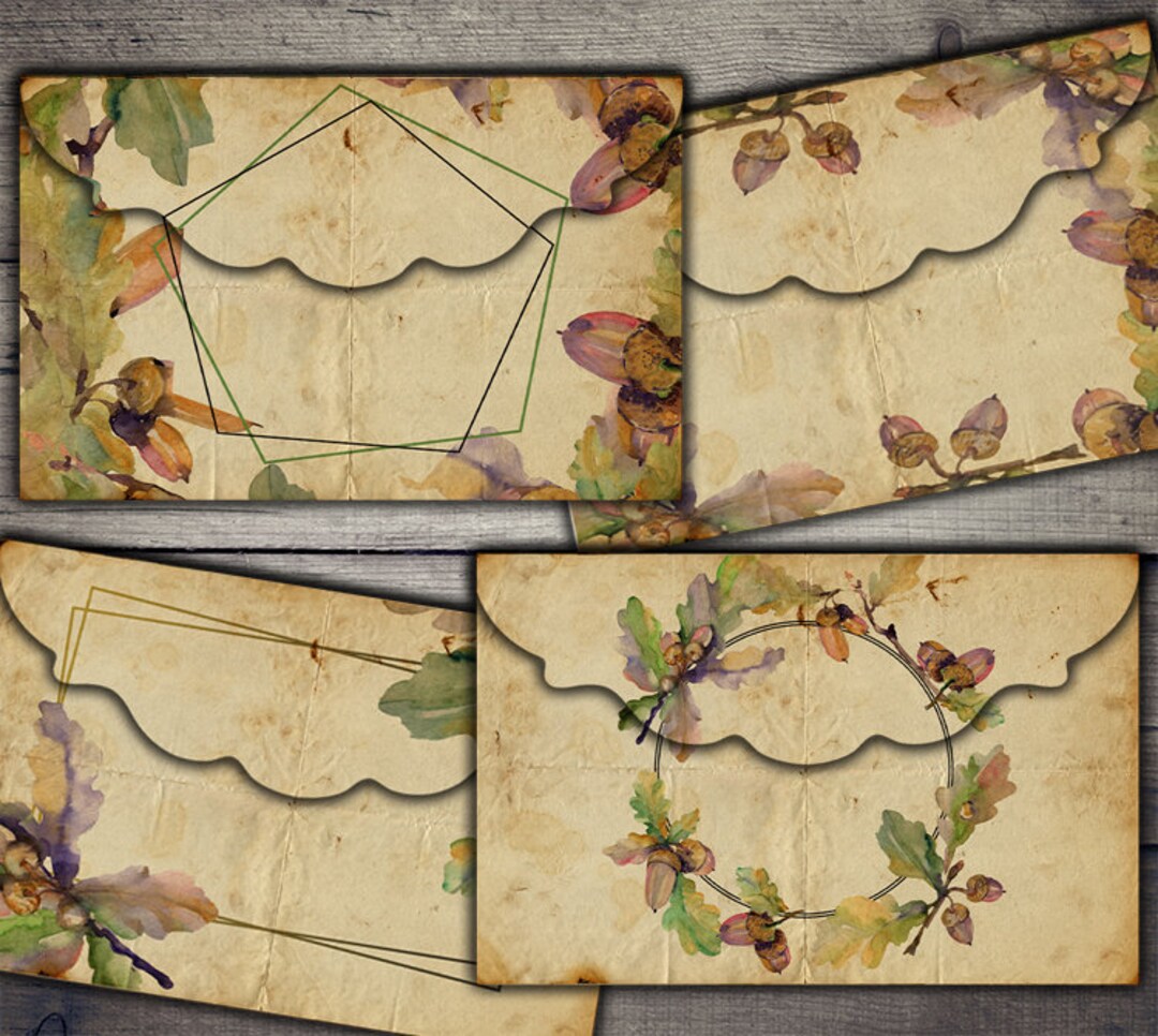 DIGITAL Printable Vintage Fall Envelopes - Digital Collage Sheet ...