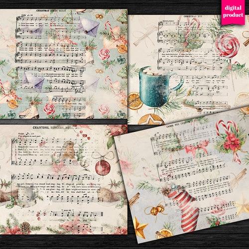 DIGITAL Printable Vintage Christmas Music Sheets Digital - Etsy