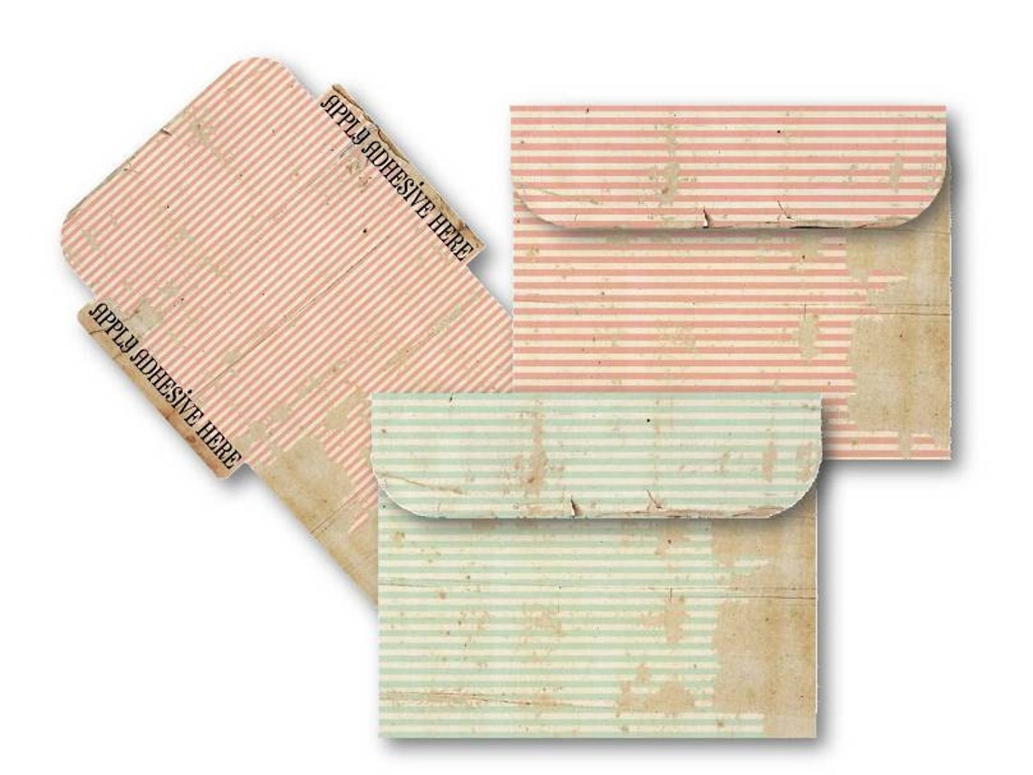 DIGITAL Shabby Stripe Envelopes Digital Collage Sheet | Etsy