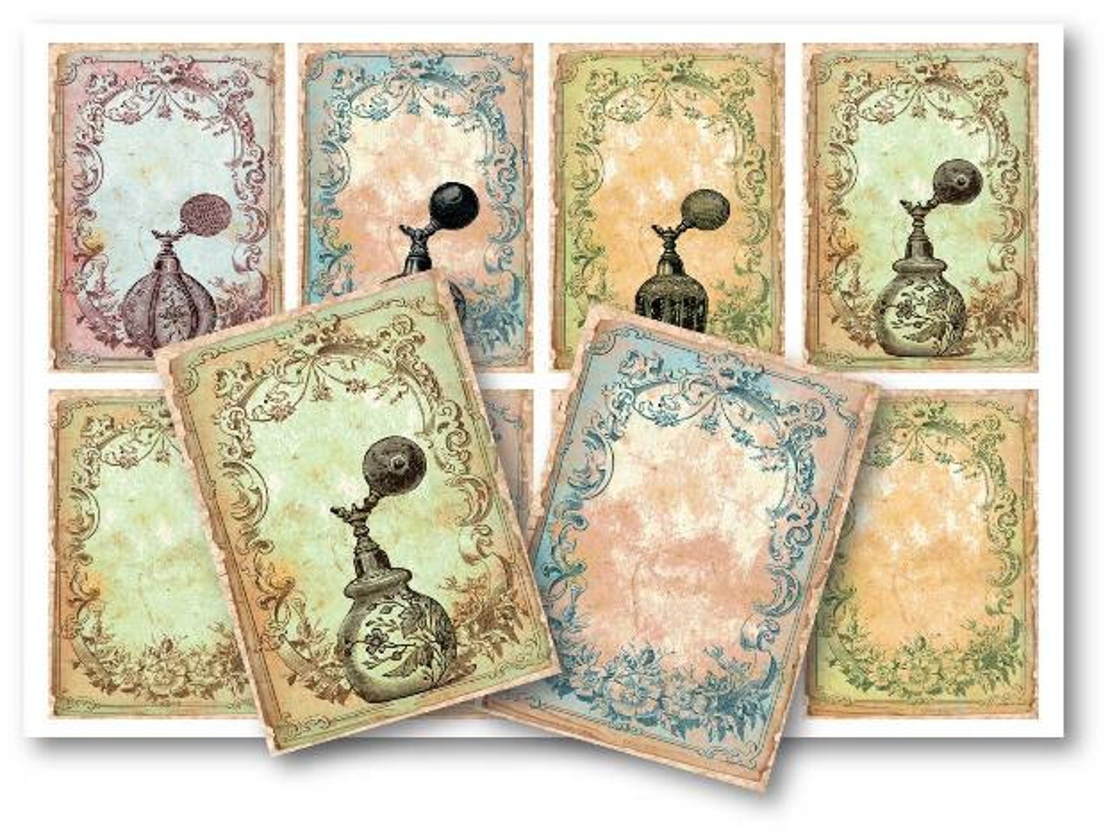 DIGITAL Antique Perfume Tags Digital Collage Sheet Download - Etsy