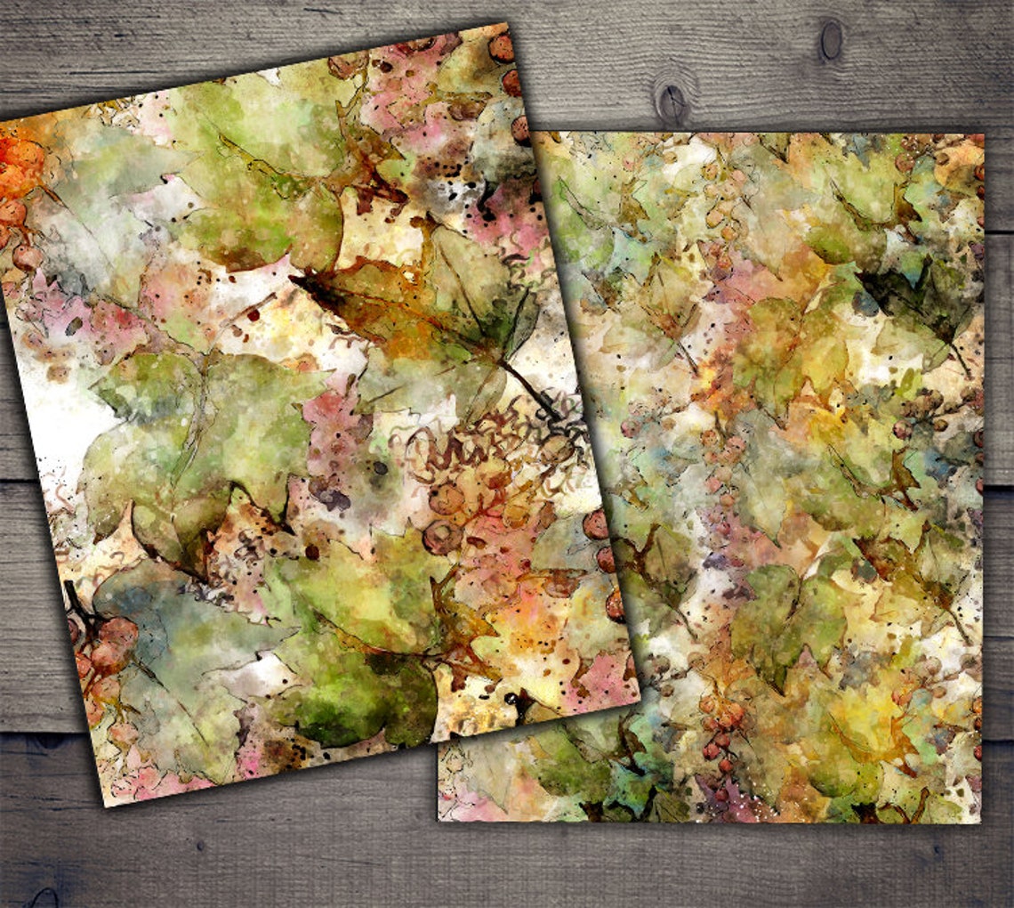 DIGITAL Vintage Fall Leaves Digital Paper Download VBM1600 - Etsy