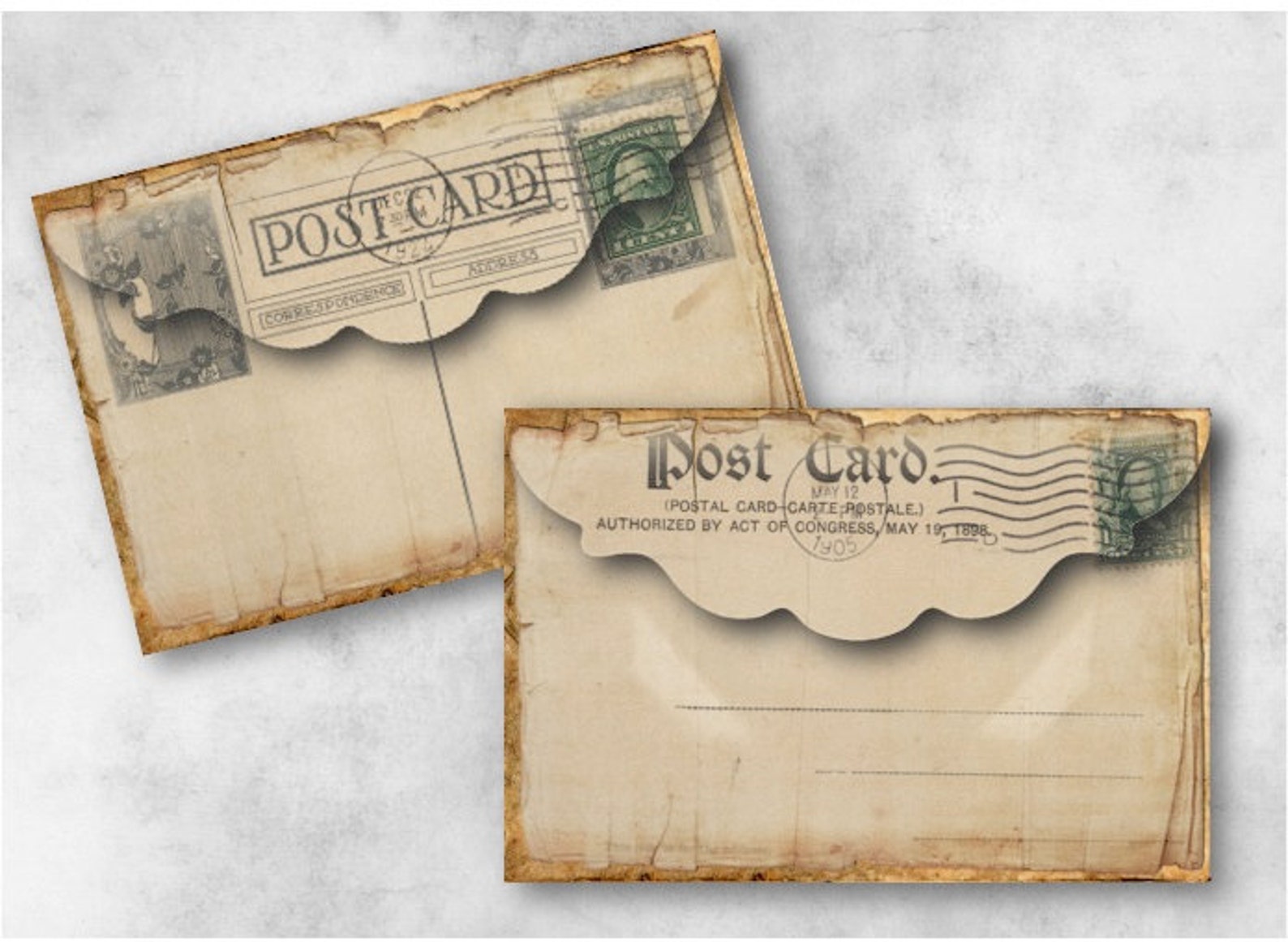 DIGITAL Vintage Postcard Envelopes Digital Collage Sheet Download ...