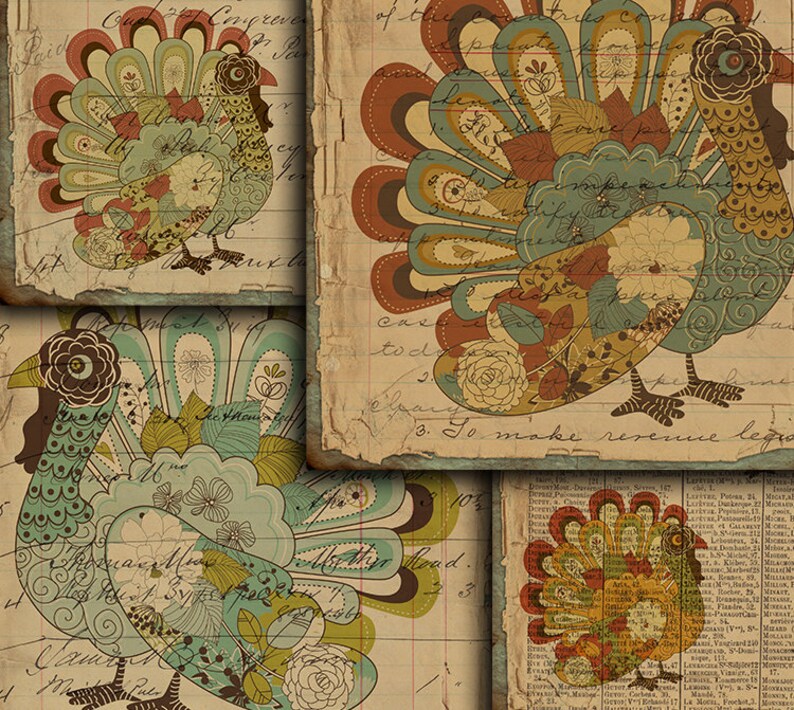 DIGITAL Vintage Thanksgiving Turkey Junk Journal Ephemera - Etsy