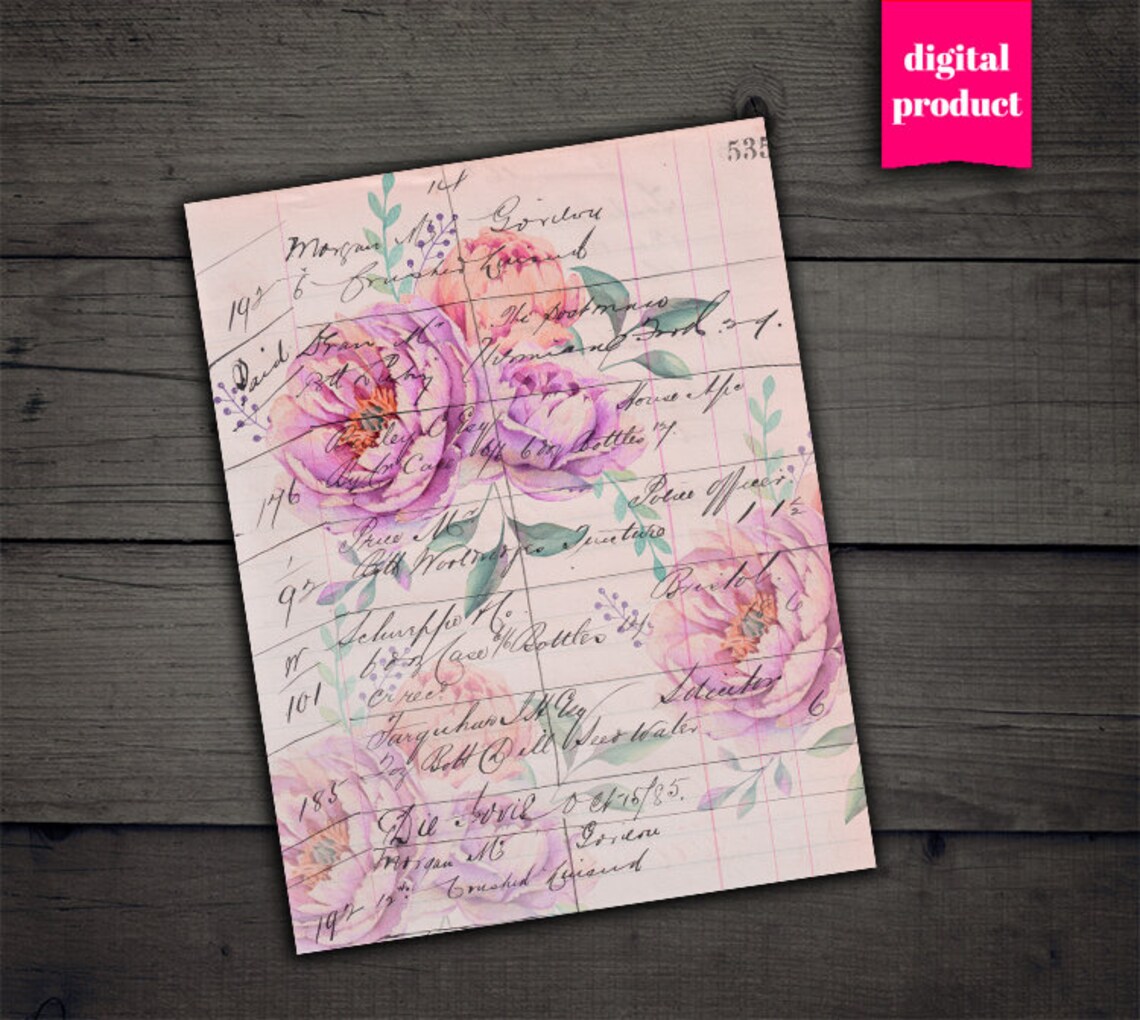 DIGITAL Vintage Floral Ephemera Printable Botanical Junk - Etsy