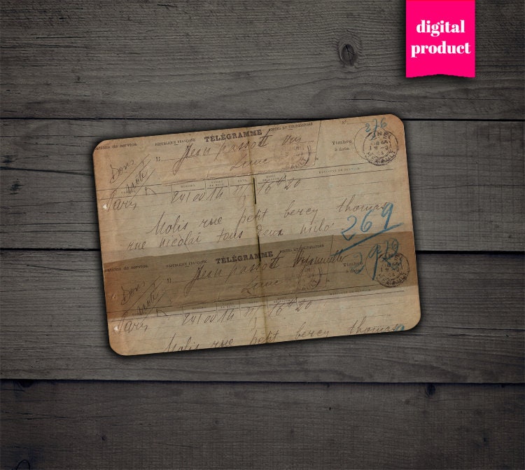 DIGITAL Grunge French Telegram Ephemera Printable Junk - Etsy