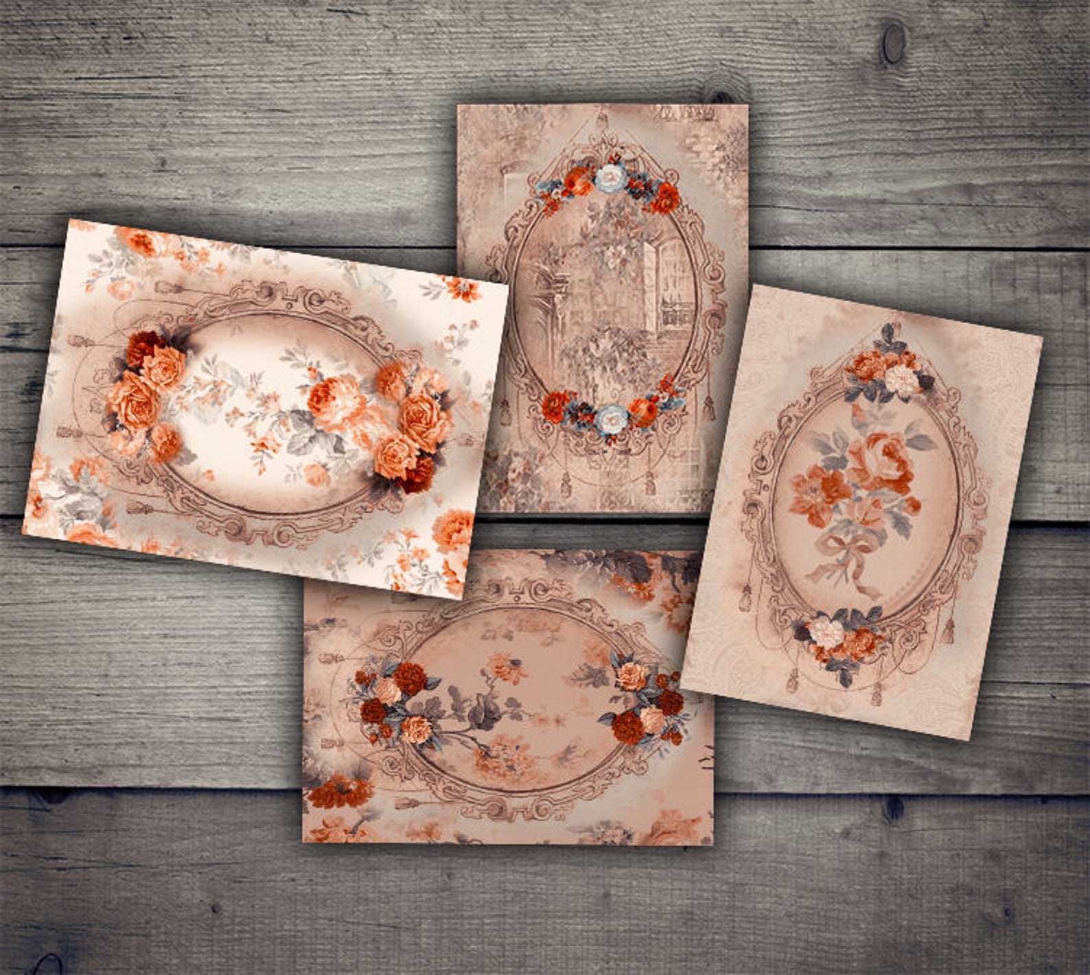 DIGITAL Vintage Rose Cards - Digital Collage Sheet Download - Etsy