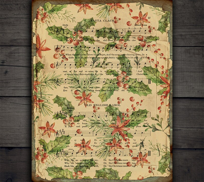 DIGITAL Vintage Christmas Digital Papers - Printable Junk Journal ...