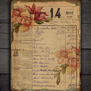 DIGITAL Vintage Floral Junk Journal Ephemera - Digital Paper Download ...