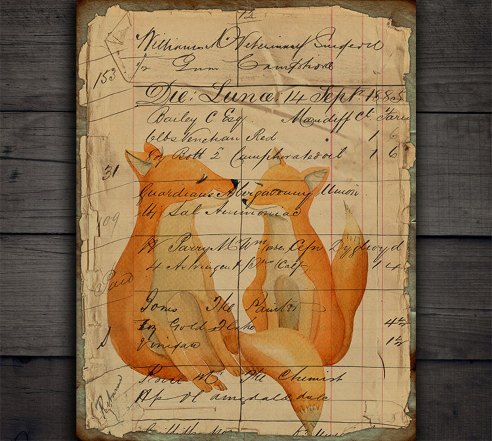 DIGITAL Vintage Foxes Digital Paper Download Printable Junk - Etsy