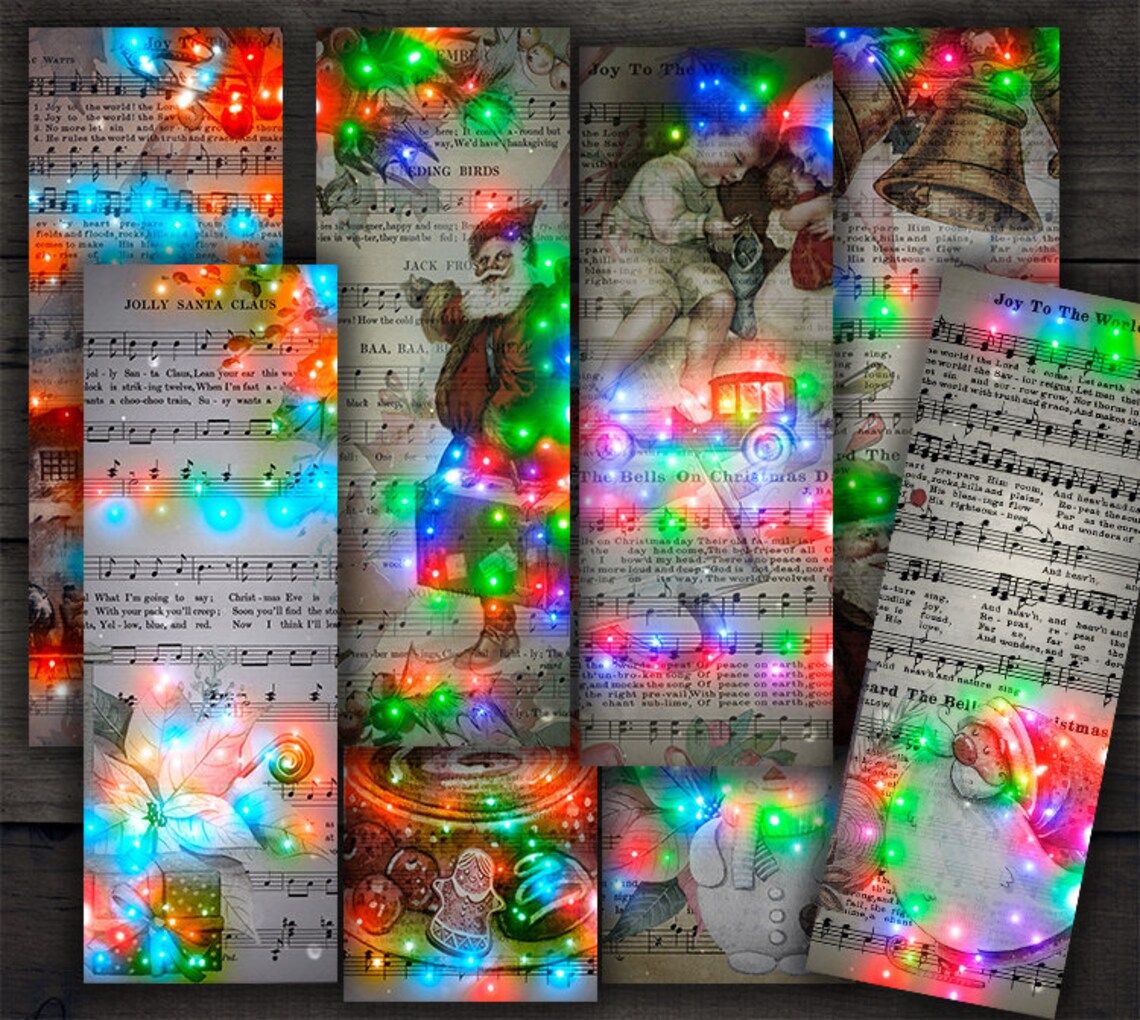 DIGITAL Christmas Lights Bookmarks Digital Collage Sheet | Etsy