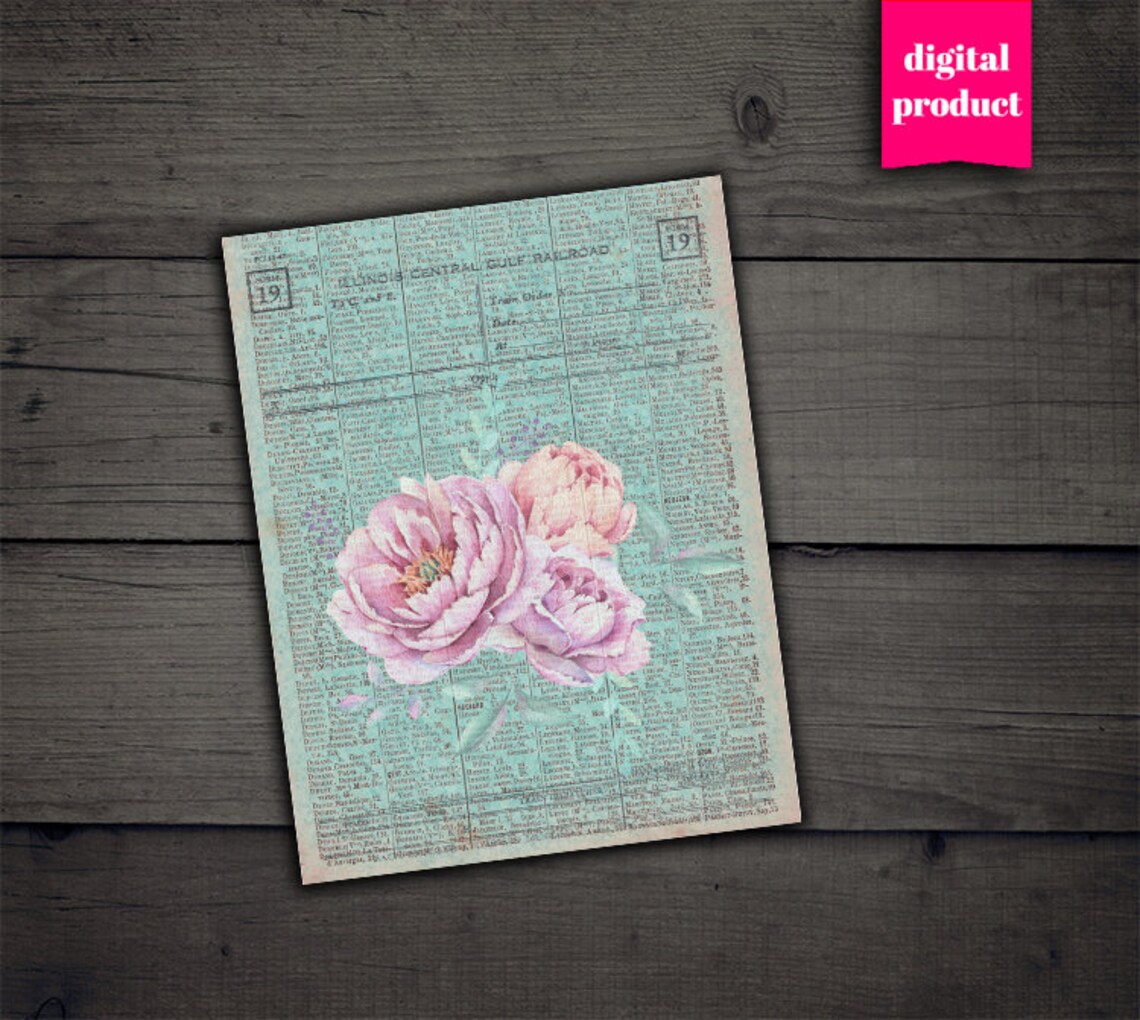 DIGITAL Floral Ephemera Printable Floral Papers Download - Etsy