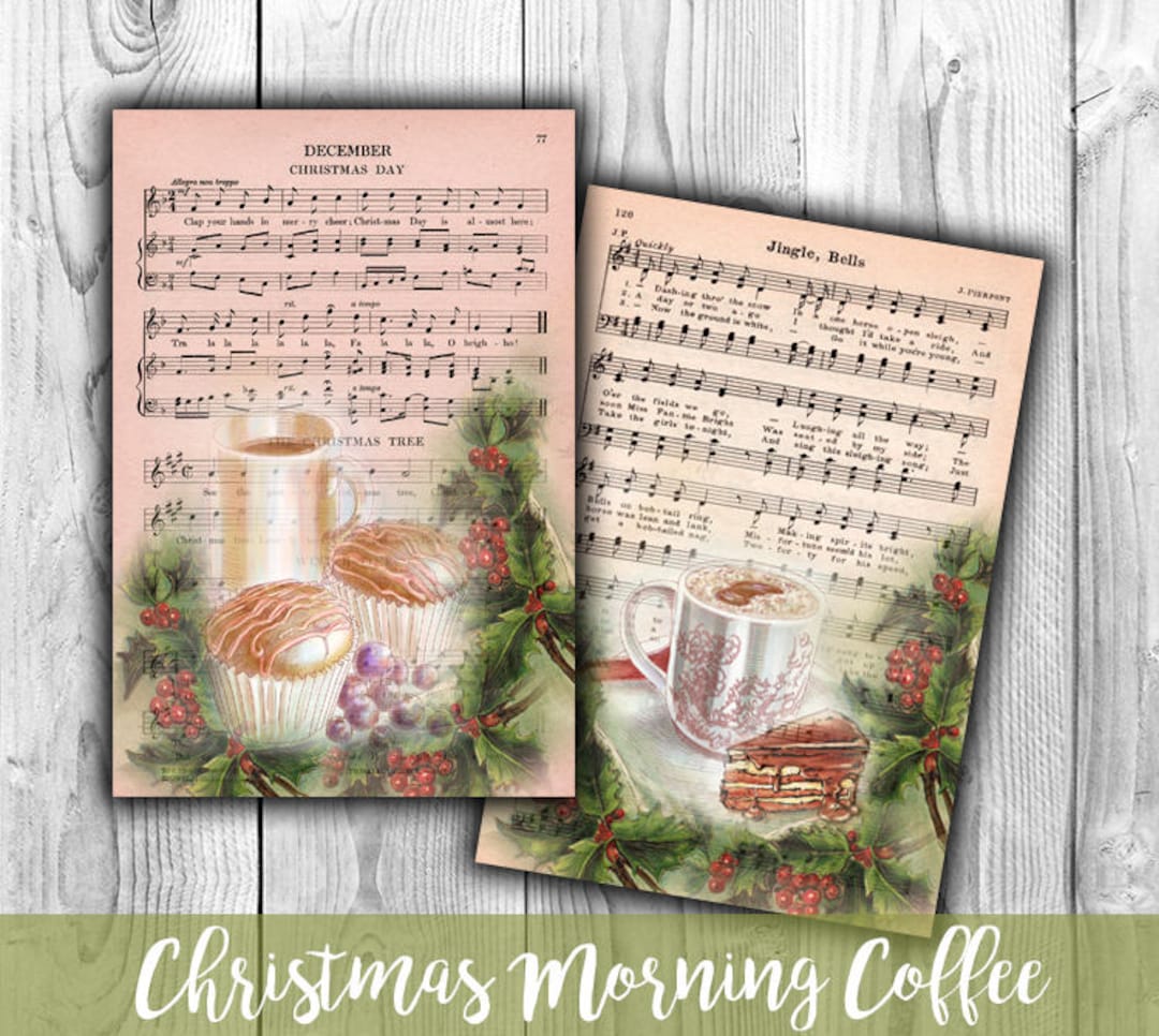 DIGITAL Christmas Morning Coffee and Cake Digital Collage Sheet ...
