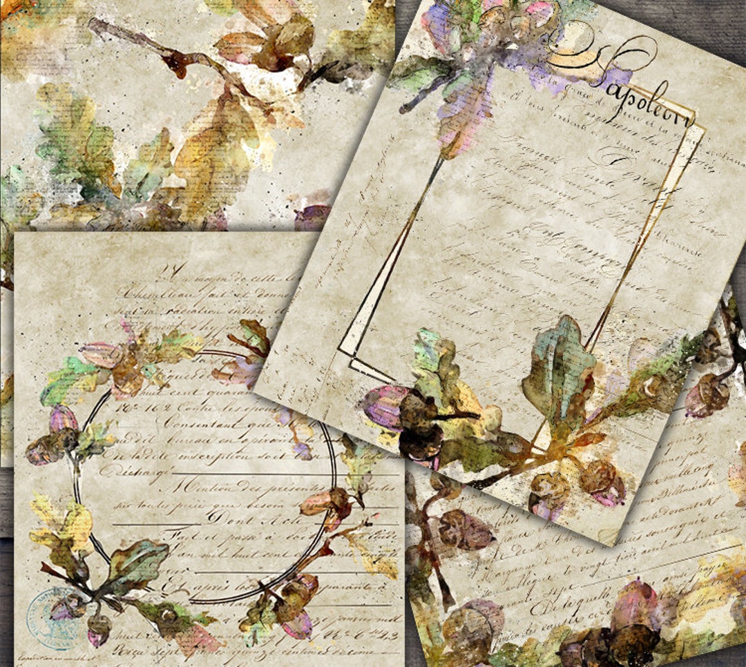 DIGITAL Vintage Fall Ephemera Digital Paper Download - Etsy