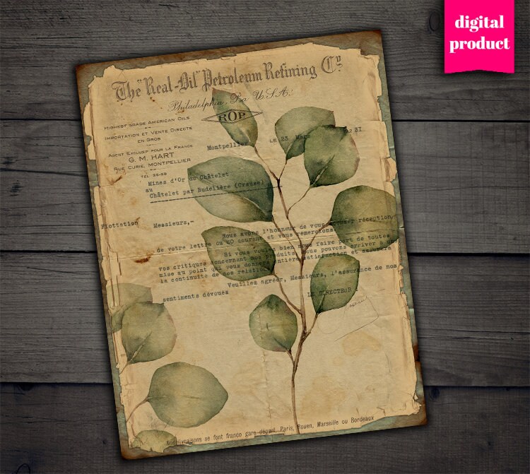 DIGITAL Vintage Botanical Ephemera Printable Grunge - Etsy