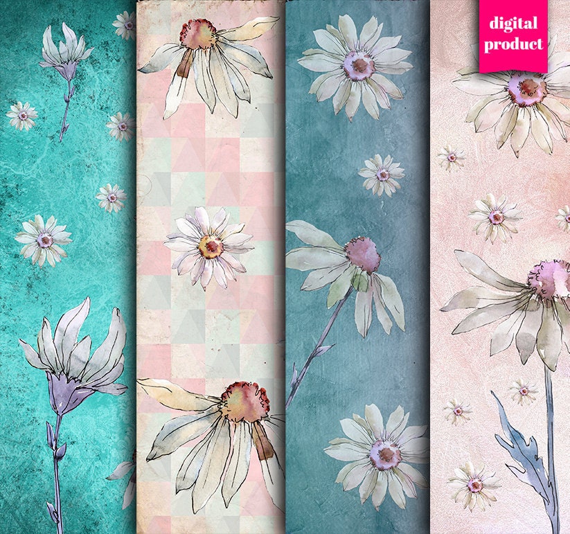 DIGITAL Daisy Paper Download Daisy Floral Digital Papers - Etsy