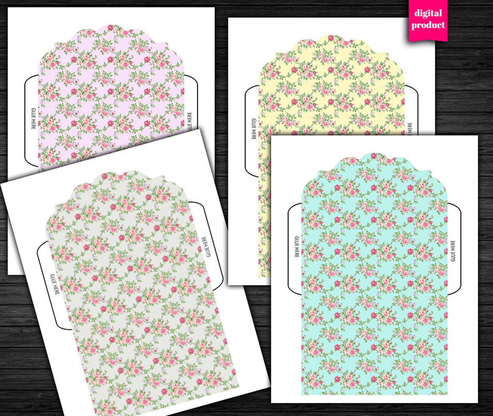 DIGITAL Floral Envelopes Printable Envelopes Download | Etsy