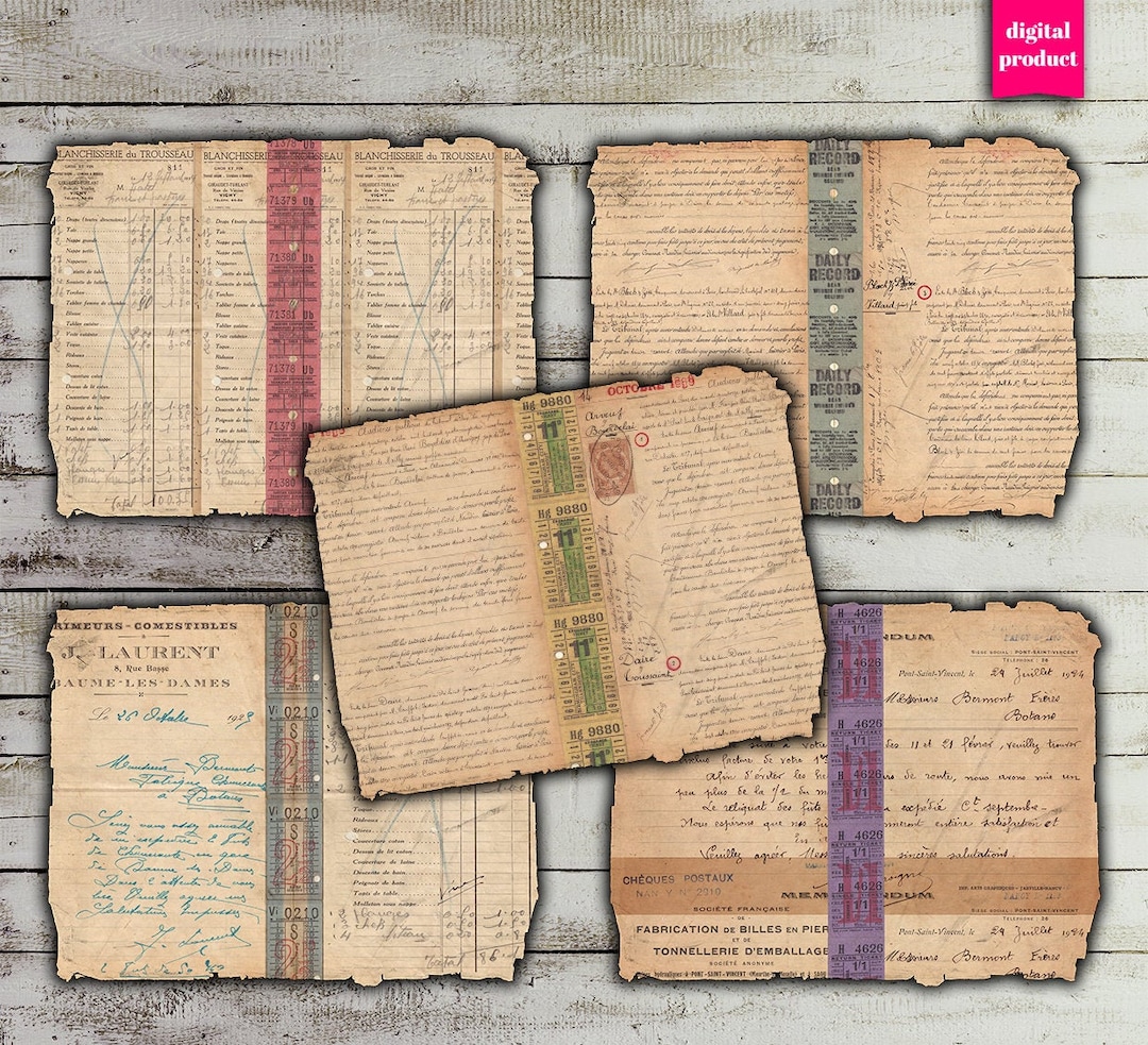 DIGITAL Grunge Ephemera - Printable Vintage Ephemera - Grunge Ephemera ...