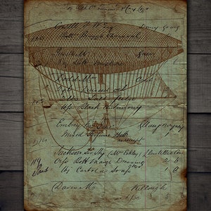 DIGITAL Vintage Grunge Hot Air Balloon - Junk Journal Ephemera ...