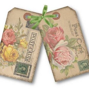 DIGITAL Floral Postcard Tags Digital Collage Sheet Download - 201 ...