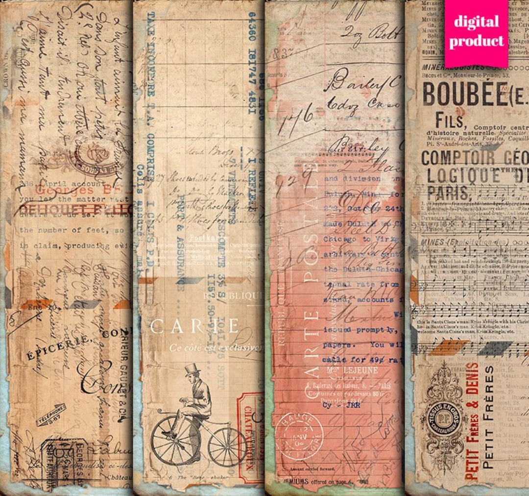 Vintage Postal Ephemera: Grunge Junk Journal Pages (digital Download ...