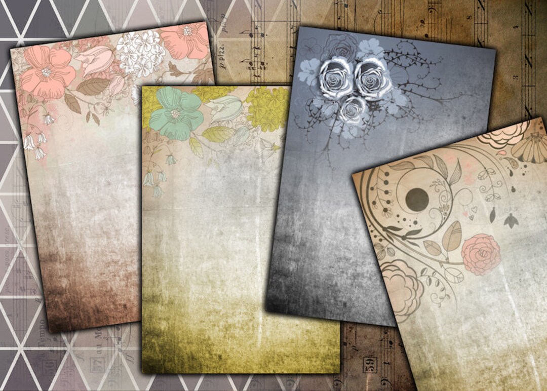 Vintage Floral Backgrounds: 5x7" Digital Images (digital Download ...