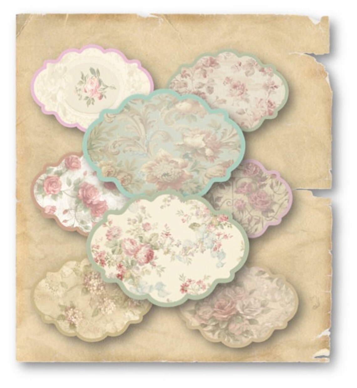 DIGITAL Vintage Floral Labels Digital Collage Sheet Download - Etsy