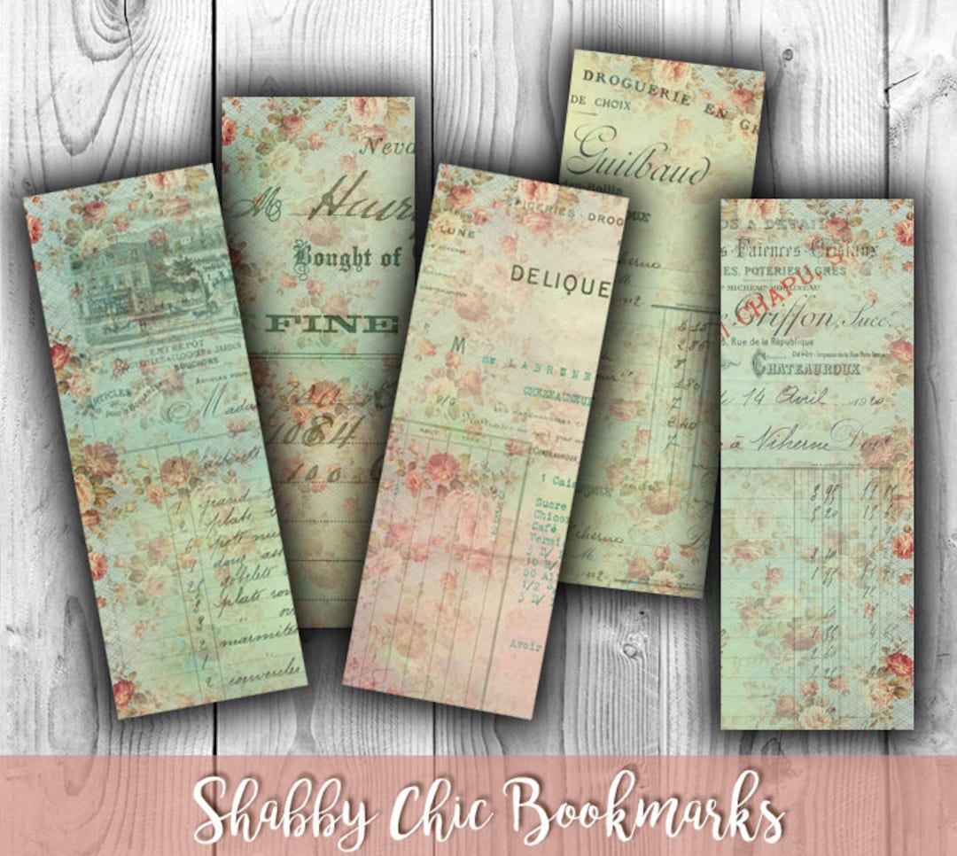 DIGITAL Shabby Chic Bookmarks Digital Collage Sheet Download - Digital ...