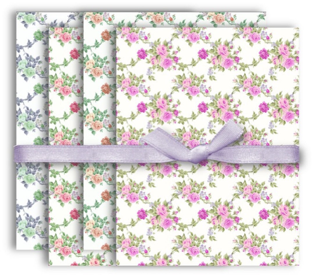 Floral Roses Digital Paper: Collage Sheet Printables (digital Download ...