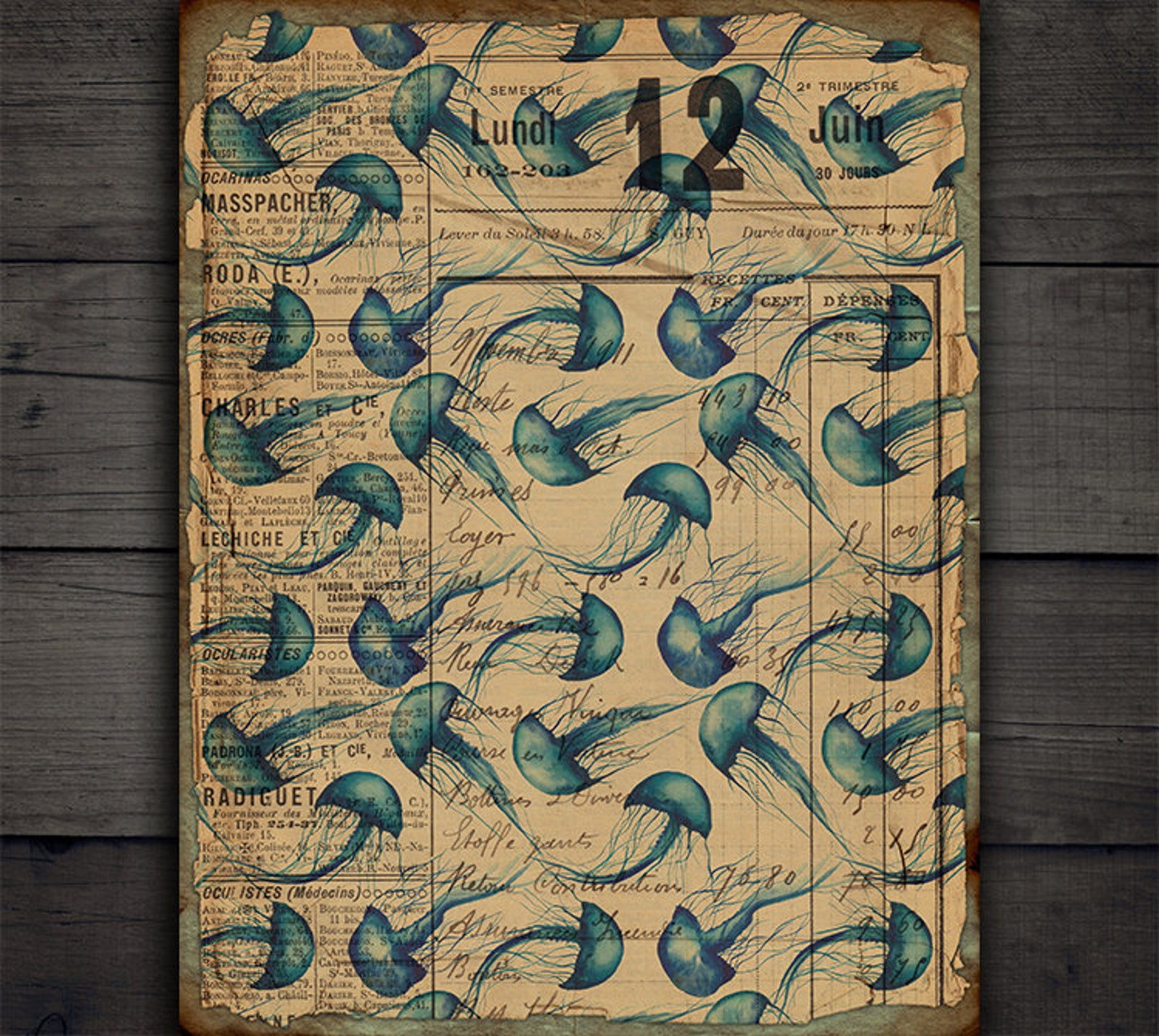 DIGITAL Vintage Sea Creatures Digital Papers Printable Junk - Etsy