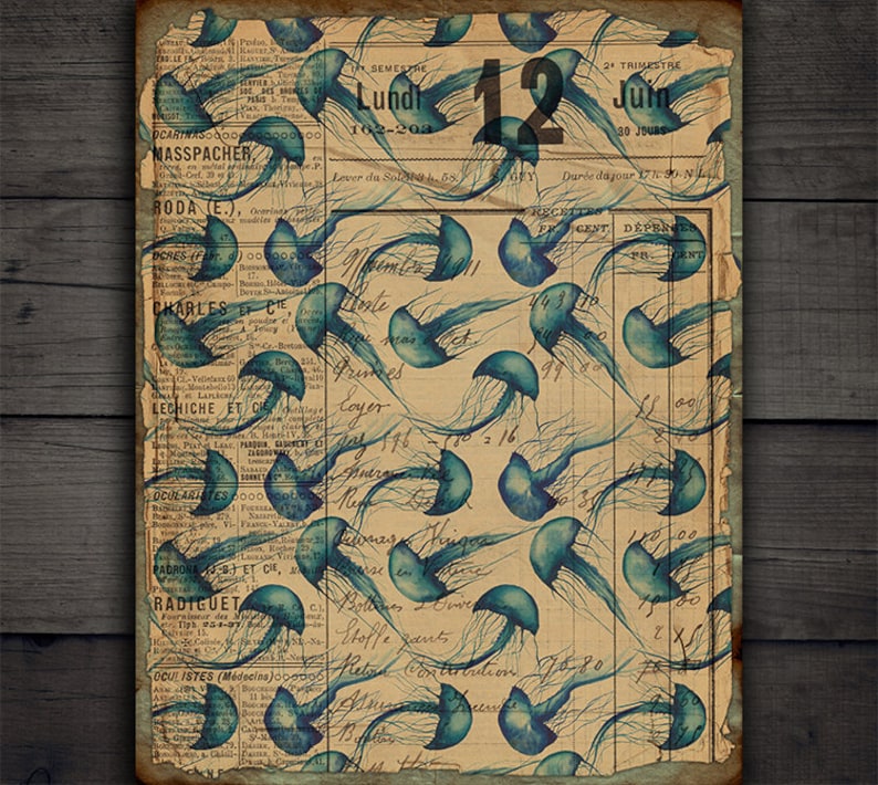 DIGITAL Vintage Sea Creatures Digital Papers - Printable Junk Journal ...