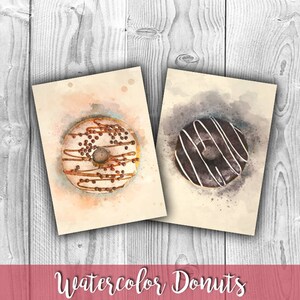 DIGITAL Watercolor Donuts - Digital Collage Sheet - Digital Paper ...
